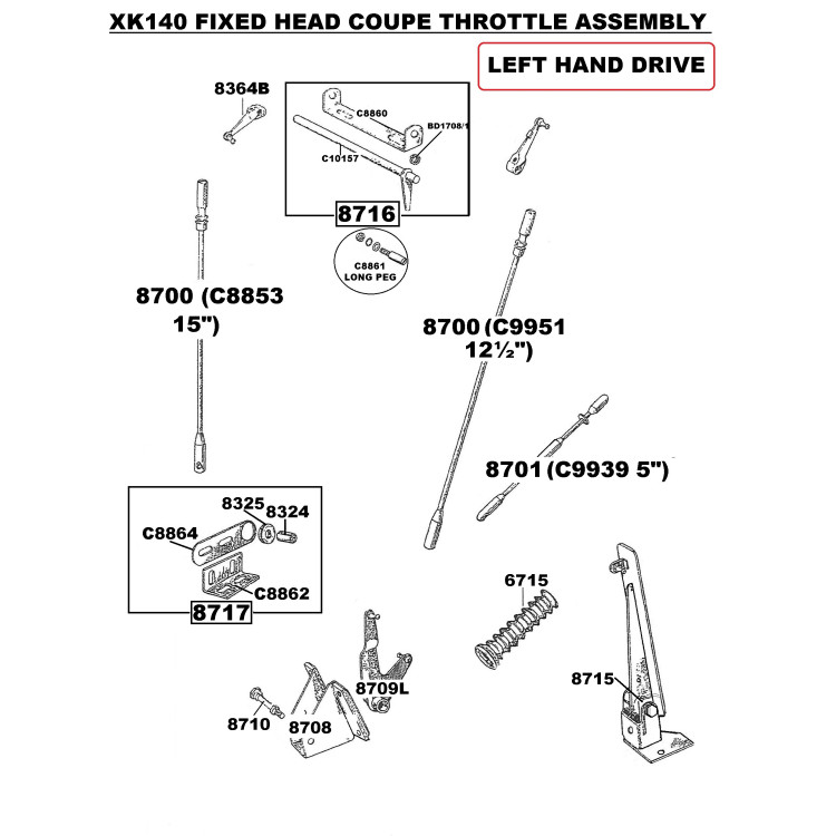 C9935 XK140 FHC lHD Fulcrum Lever From Pedal To Intermediate Lever C10345
