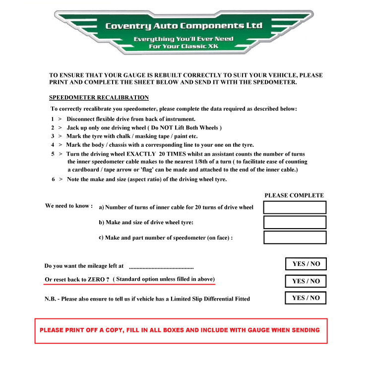 8613 Rebuilt XK120 & XK140 Speedometers Service Exchange X51691/- UNITS.