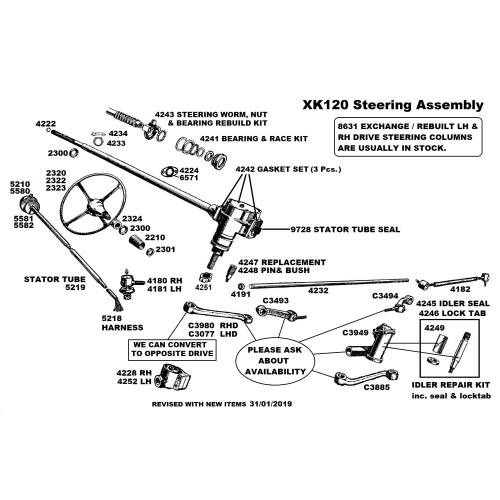 2210. XK120. XK140 & XK150 Steering Column Voluted Spring Over Column ...